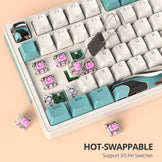 SURMEN 75 Percent Mechanical Keyboard with Knob, 82 Keys Wired Hot-Swa ...