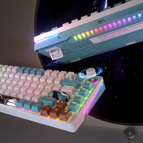 SURMEN 75 Percent Mechanical Keyboard with Knob, 82 Keys Wired Hot-Swa ...